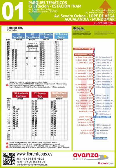 Benidorm Llorente bus lijn 01 | Openbaar Vervoer in Benidorm