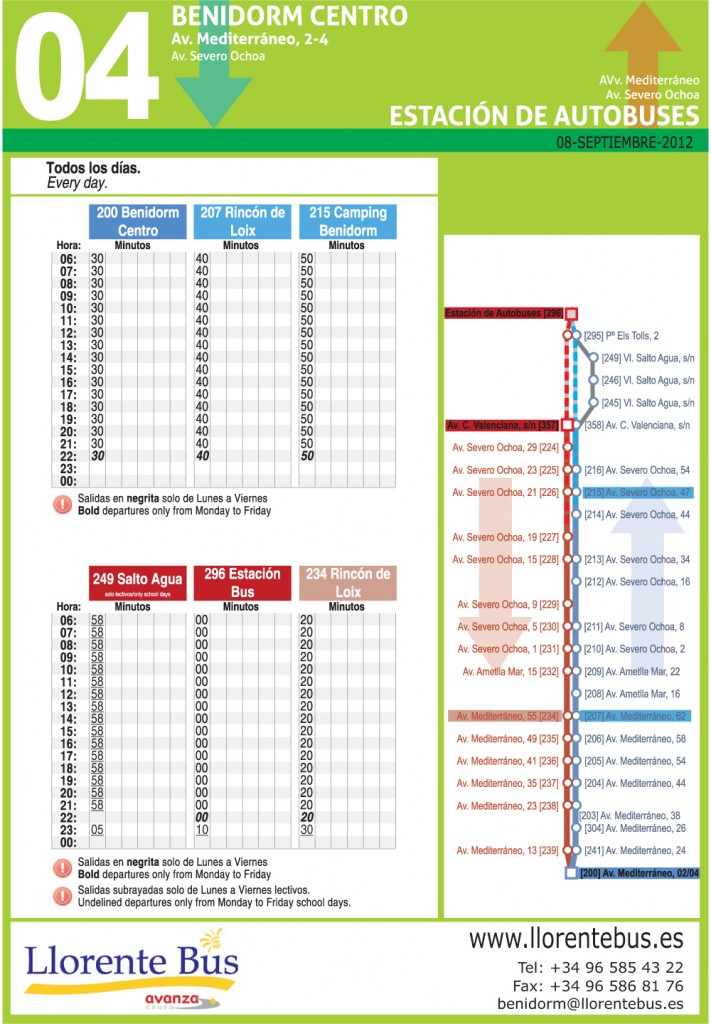 Bus 04 Centrum – Busstation | Openbaar Vervoer in Benidorm