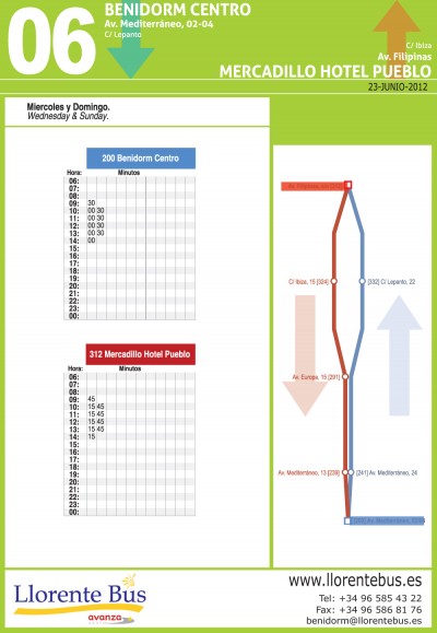 Benidorm Llorente bus lijn 06 | Openbaar Vervoer in Benidorm