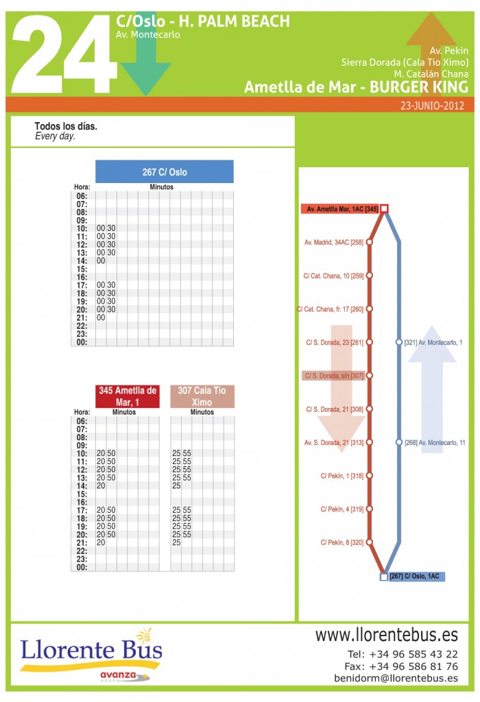 Bus 24 Burger King – Palm Beach | Openbaar Vervoer in Benidorm